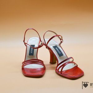 Bally | Shoes | Bally Venice Strappy Red Orange Sandal Heels Size 5 ...